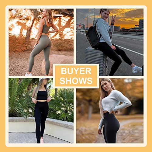 Eyeneen High Waisted Leggings for Women - Full Length Soft Tummy Control Stretchy Yoga Pants Workout Black Reg & Plus Size