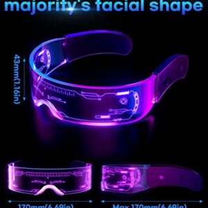 NIUCOO LED Visor Glasses Light Up: [7 Colors 4 Modes] Cyberpunk Futuristic Luminous Cosplay Glasses Rave Cyber Lightup Goggles (High Tech)