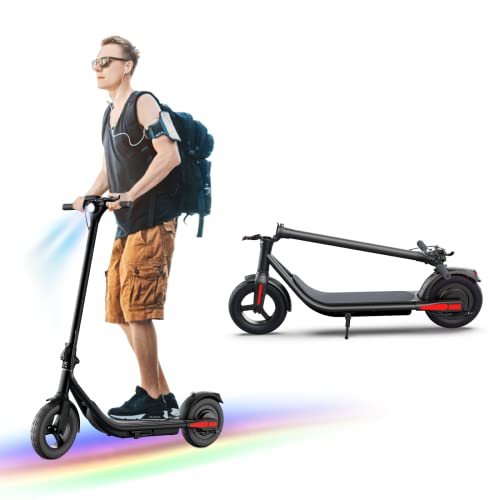 YHR Electric Scooter Adults 500W Motor Peak 620W,30 Miles Long Range Scooter Electric for Adults, 10”Solid Tires,19Mph Speed Portable & Folding E-Scooter for Commuting with Double Braking System