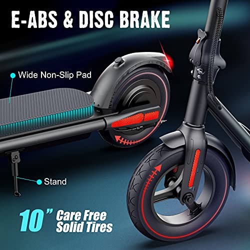 YHR Electric Scooter Adults 500W Motor Peak 620W,30 Miles Long Range Scooter Electric for Adults, 10”Solid Tires,19Mph Speed Portable & Folding E-Scooter for Commuting with Double Braking System