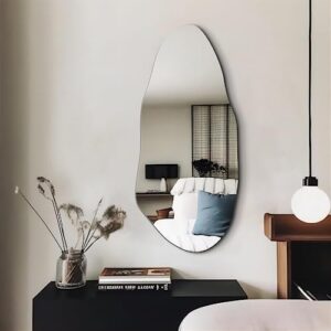 irregular mirror for wall,bathroom mirrors for vanity entryway living room,asymmetrical body mirror frameless mirror(32''x15'')