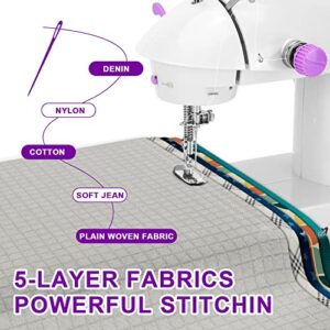 Kylinton Sewing Machine for Beginners Mini Sewing Machine for Kids, Electric Small Sewing Machine with Foot Pedal, 12 Stitches, High-Low Speeds, Automatic Winding for Cloth Girls Adults (Violet)