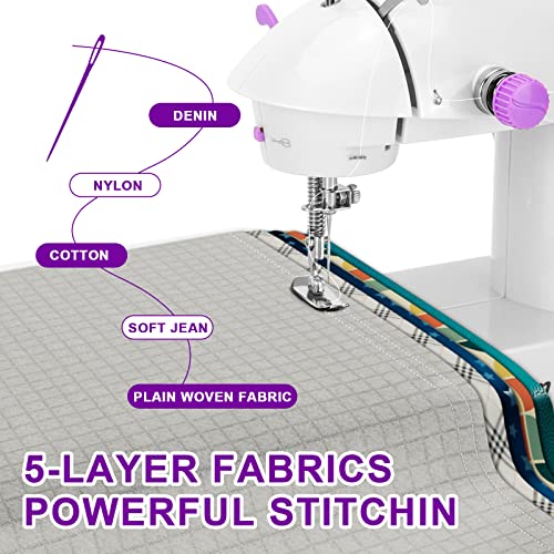 Kylinton Sewing Machine for Beginners Mini Sewing Machine for Kids, Electric Small Sewing Machine with Foot Pedal, 12 Stitches, High-Low Speeds, Automatic Winding for Cloth Girls Adults (Violet)