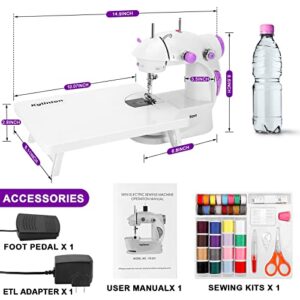 Kylinton Sewing Machine for Beginners Mini Sewing Machine for Kids, Electric Small Sewing Machine with Foot Pedal, 12 Stitches, High-Low Speeds, Automatic Winding for Cloth Girls Adults (Violet)