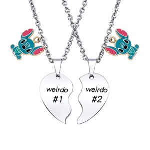 dckazz stitch necklace weirdo 1 weirdo 2 necklace stitch necklace for best friends stitch bff weirdo for girls stich birthday gift