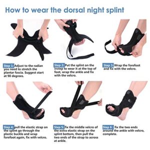 Adjustable Plantar Fasciitis Dorsal, Breathable Plantar Fasciitis, Night Splints with Spiky Massage Ball, Night Splint Foot Brace Wrap, Night and Day Splint with Spiky Massage Ball