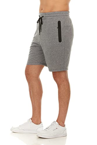 PURE CHAMP Mens Shorts 3 Pack Tech Fleece Gym Shorts for Men Athletic Workout Shorts with Zipper Pocket and Drawstring Size XS-3XL(SET-02 L)