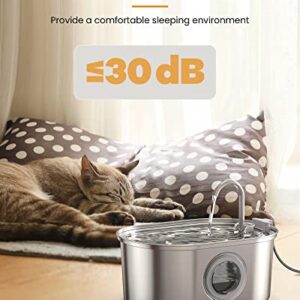 SOOFPET Cat Water Fountain with Water Level Window, 108oz/3.2L Water Fountain for Cats Inside, Stainless Steel Pet Water Fountain Dog Water Dispenser, Faucet Shape, Quiet Pump, for Dogs and Cats