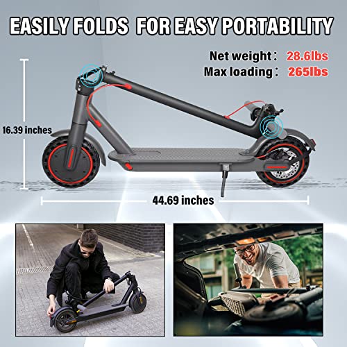 Electric Scooter for Adults with 350W Motor Up to 19 Mph & 19-21 Miles Long Range, 8.5“ Solid Tires and E-ABS, Foldable Commuter Scooter with LED Display