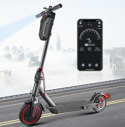 Electric Scooter for Adults with 350W Motor Up to 19 Mph & 19-21 Miles Long Range, 8.5“ Solid Tires and E-ABS, Foldable Commuter Scooter with LED Display