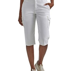 Lee Women's Plus Size Flex-to-Go Mid-Rise 17" Cargo Skimmer Capri Pant, White