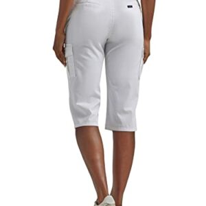 Lee Women's Plus Size Flex-to-Go Mid-Rise 17" Cargo Skimmer Capri Pant, White