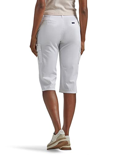 Lee Women's Plus Size Flex-to-Go Mid-Rise 17" Cargo Skimmer Capri Pant, White