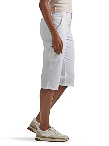 Lee Women's Plus Size Flex-to-Go Mid-Rise 17" Cargo Skimmer Capri Pant, White