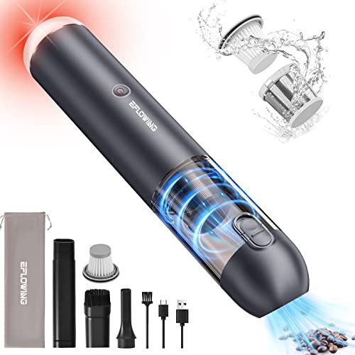 Eflowing Car Vacuum Cleaner High Power 16KPA Strong Suction, Handheld Vacuum Cordless with LED, Portable Mini Vacuum with Brushless Motor, Wireless Handheld Car Vacuum Cleaner for Pet & Home Cleaning