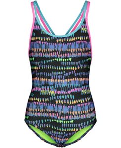 under armour girls' one piece swimsuit, black watercolor