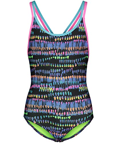 Under Armour Girls' One Piece Swimsuit, Black Watercolor