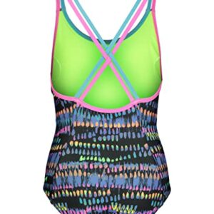 Under Armour Girls' One Piece Swimsuit, Black Watercolor