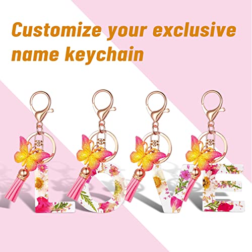 Suweibuke Cute Key Chains for Women Girls, Initial Letter Keychains with Tassel and Butterfly, Charms for Purse Backpacks Handbags Bags (B)