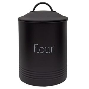 auldhome enamelware black flour canister; modern farmhouse style staples storage for kitchen