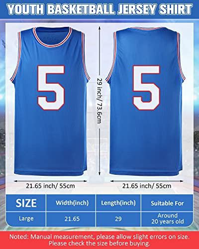 Funtery 12 Pcs Men Basketball Jerseys Mesh Basketball Uniform 2XL Reversible Number Printing Basketball Team Jersey for Men Blue