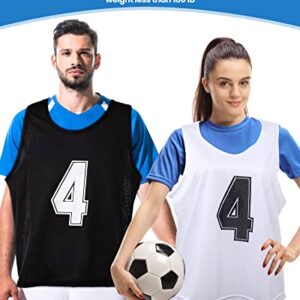 Silkfly 24-Pack Youth Numbered Soccer Practice Jerseys - Scrimmage Vests for Teens in Black & White