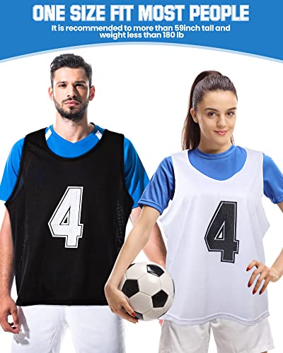 Silkfly 24-Pack Youth Numbered Soccer Practice Jerseys - Scrimmage Vests for Teens in Black & White