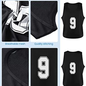 Silkfly 24-Pack Youth Numbered Soccer Practice Jerseys - Scrimmage Vests for Teens in Black & White