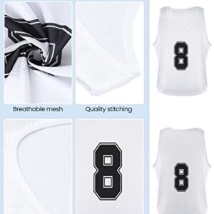 Silkfly 24-Pack Youth Numbered Soccer Practice Jerseys - Scrimmage Vests for Teens in Black & White