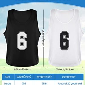 Silkfly 24-Pack Youth Numbered Soccer Practice Jerseys - Scrimmage Vests for Teens in Black & White