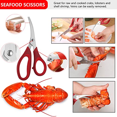 Seafood Tools Set Includes 2 Crab Crackers 2 Seafood Fork 2 Lobster Crackers 2 Seafood Scissors -Nutcracker Set（9 Piece ）