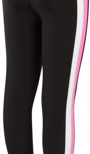 New Balance Girls' Legging Set - 4 Piece Short Sleeve T-Shirt and Leggings Set (7-16), Size 7-8, Black/Pink