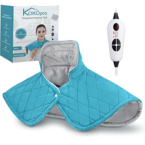 Weighted Heating Pad for Neck and Shoulder - Large Electric Heated Pad, Fast-Heating Super Soft Fabric Heating Pad for Cramps, Back Pain Relief, Fathers Mothers Day Gifts for Women, Men, Auto-Off