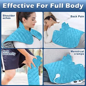 Weighted Heating Pad for Neck and Shoulder - Large Electric Heated Pad, Fast-Heating Super Soft Fabric Heating Pad for Cramps, Back Pain Relief, Fathers Mothers Day Gifts for Women, Men, Auto-Off