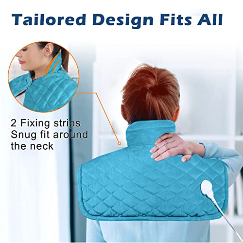 Weighted Heating Pad for Neck and Shoulder - Large Electric Heated Pad, Fast-Heating Super Soft Fabric Heating Pad for Cramps, Back Pain Relief, Fathers Mothers Day Gifts for Women, Men, Auto-Off