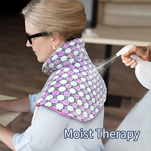 Full Weighted Heating Pad for Neck and Shoulders, Pasonio Large Electric Heated Wrap for Cramps and Pain Relief - 2.4lb Hot Heat Pad with Moist & Dry Heat Therapy Options, Washable- (18"x22") - PYQ02