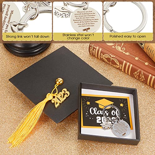 6 Sets Graduation Gifts Inspirational Grad Keychain for Her Him Graduate Key Chain with Class of 2023 Card Grad Box for High School College Graduate Students