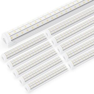 ensenior 10 pack 4 ft led shop lights, 6000k clear white, 5000lm super bright, 36w equivalency 468w, commercial bay lighting, u-shaped linkable shop lights plug in for garage, workshop, fcc certified