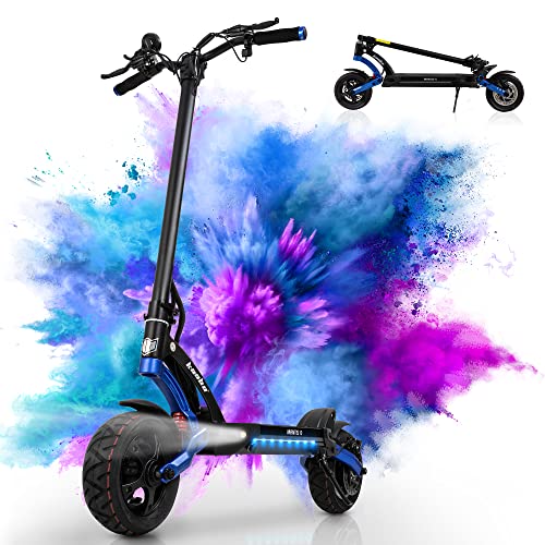 Kaabo Electric Scooter for Adults Mantis 10,High Performance Comfort Scooter with 40 Miles Range,Max Speed 25 MPH,Max Power 1100W,10 inch Wheels,Portable Folding Sports Scooter,UL Certified Blue