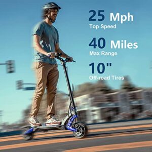 Kaabo Electric Scooter for Adults Mantis 10,High Performance Comfort Scooter with 40 Miles Range,Max Speed 25 MPH,Max Power 1100W,10 inch Wheels,Portable Folding Sports Scooter,UL Certified Blue