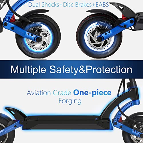 Kaabo Electric Scooter for Adults Mantis 10,High Performance Comfort Scooter with 40 Miles Range,Max Speed 25 MPH,Max Power 1100W,10 inch Wheels,Portable Folding Sports Scooter,UL Certified Blue