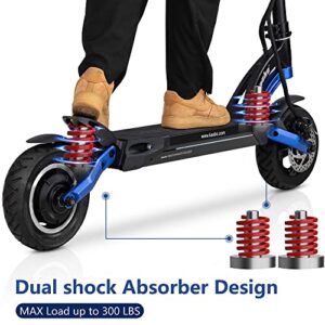 Kaabo Electric Scooter for Adults Mantis 10,High Performance Comfort Scooter with 40 Miles Range,Max Speed 25 MPH,Max Power 1100W,10 inch Wheels,Portable Folding Sports Scooter,UL Certified Blue