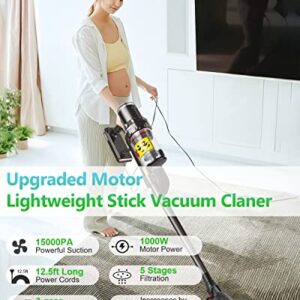 GOXIFACA Corded Stick Vacuum, 600W Powerful 20KPa Suction Vacuum Cleaner, 1.5L Dust Cup, 5 in 1 Lightweight Household Stick Vaccum for Hardwood Floor Carpet and Pet Hair