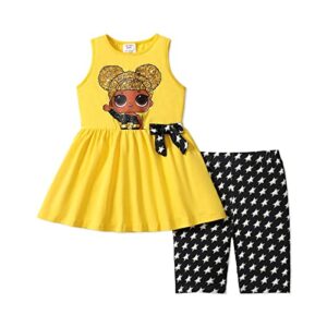 l.o.l. surprise! girls a-line sleeveless dress shorts set girls holiday outfits 2pcs girls yellow dress 7-8 years