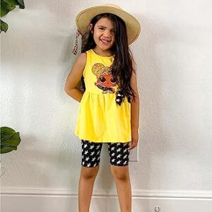 L.O.L. Surprise! Girls A-Line Sleeveless Dress Shorts Set Girls Holiday Outfits 2pcs Girls Yellow Dress 7-8 Years