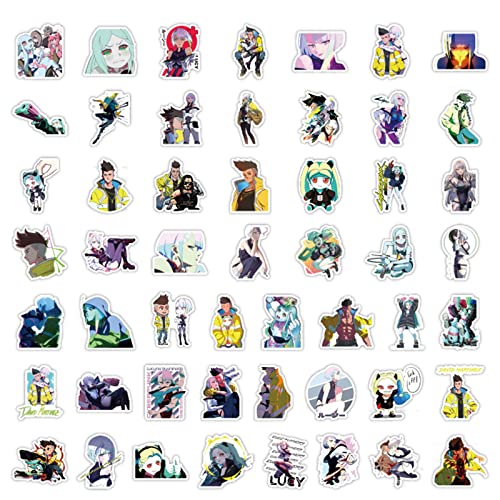 Cyberpunk: Edgerunners Sticker 50pcs Cool Stickers for Computers Laptop Skateboard Stickers for Teens Adults Laptop Skateboard Guitar Luggage Vinyl Decal Stickers Packs (Cyberpunk: Edgerunners)