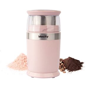 mecity electric coffee blade grinder 6 blades stainless steel removable bowl fast grinding, gift for her, coarse fine ground coffee, espresso grinder, 200w, pink