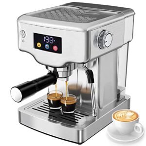 homtone espresso machine 20 bar, stainless steel espresso machine with milk frother for cappuccino, latte, touch screen espresso coffee maker for home (modern)