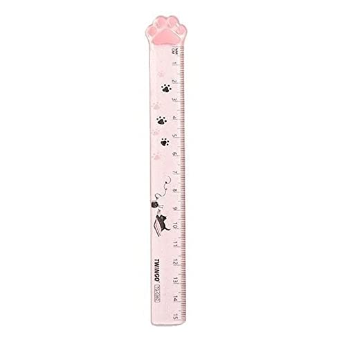 Straight Ruler 1PC Cute Cartoon Cats Claw Ruler Painting Plastic Rulers Portable Scale Ruler Measuring Ruler Stationery Office School Supplies(pink)