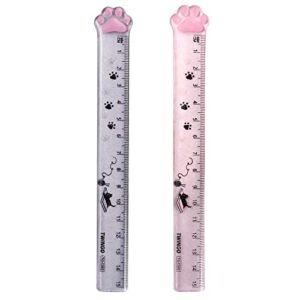 Straight Ruler 1PC Cute Cartoon Cats Claw Ruler Painting Plastic Rulers Portable Scale Ruler Measuring Ruler Stationery Office School Supplies(pink)